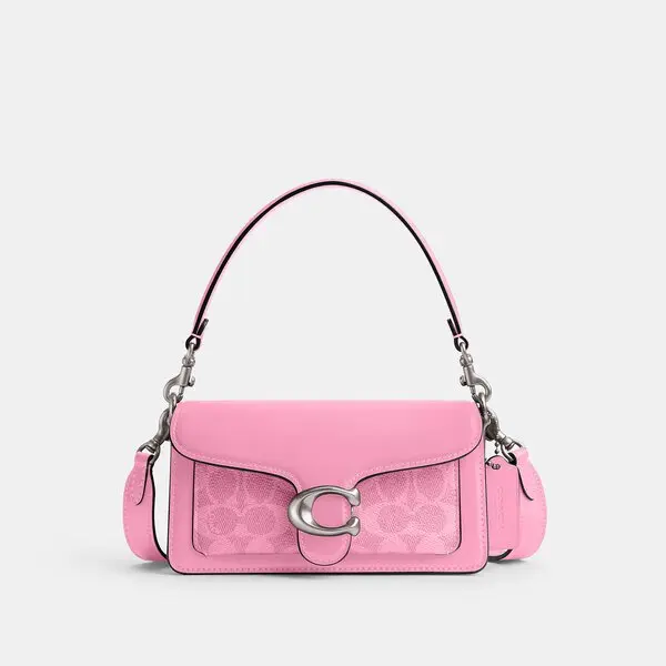 ショルダーバッグ Coach Signature Pink 2way Shoulder Bag COACH CV961 Signature Coated Canvas 2-Way Shoulder Bag Pink Outlet